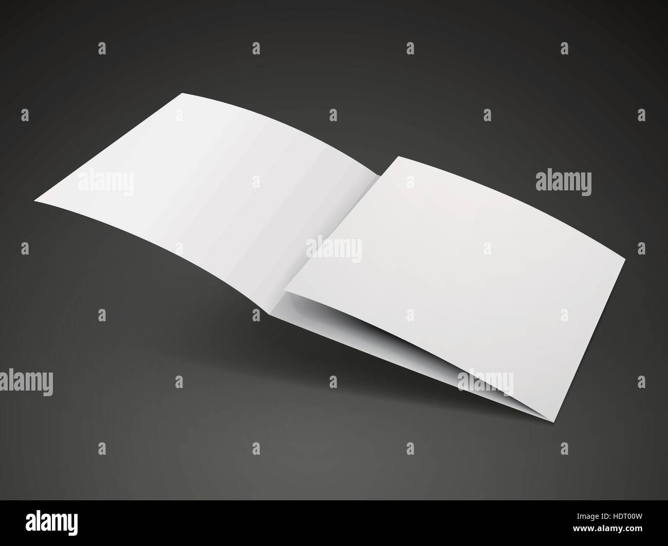 open tri-fold brochure template isolated on black background Stock ...