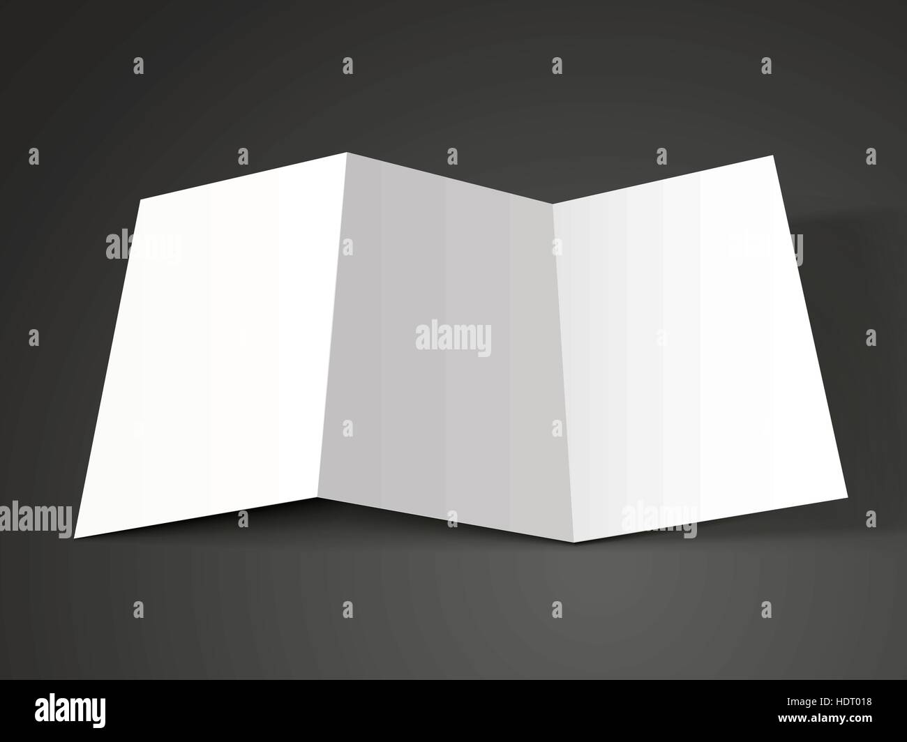 open tri-fold brochure template isolated on black background Stock ...