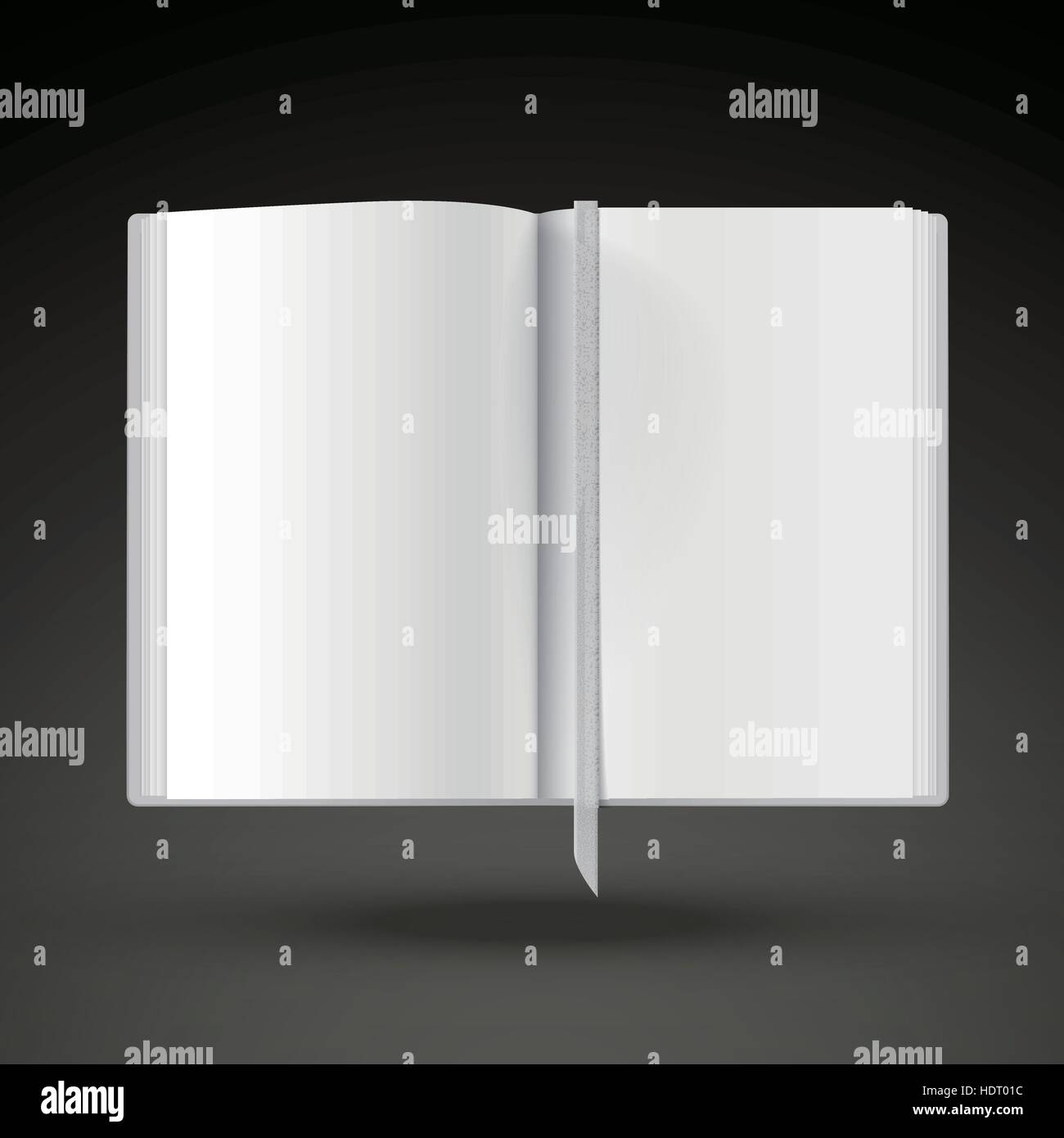 blank open book template isolated on black background Stock Vector ...