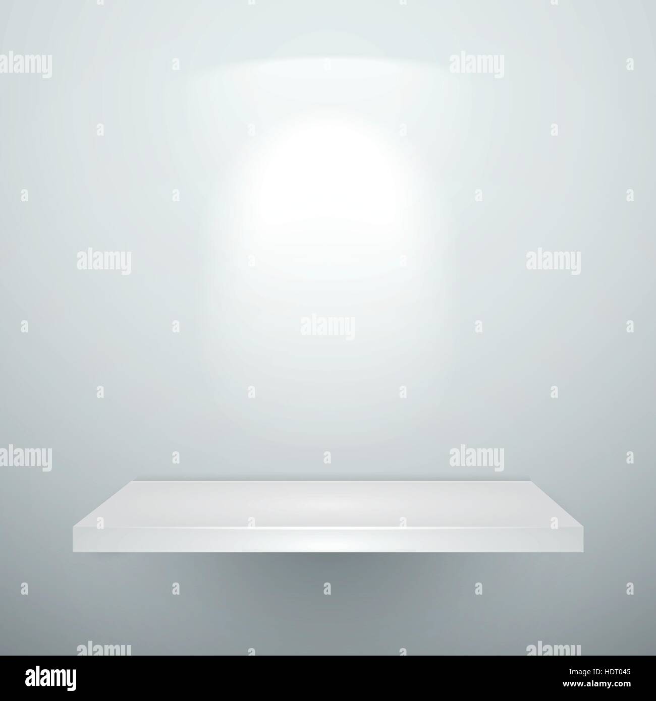 blank empty white wooden shelf with illumination Stock Vector Image ...