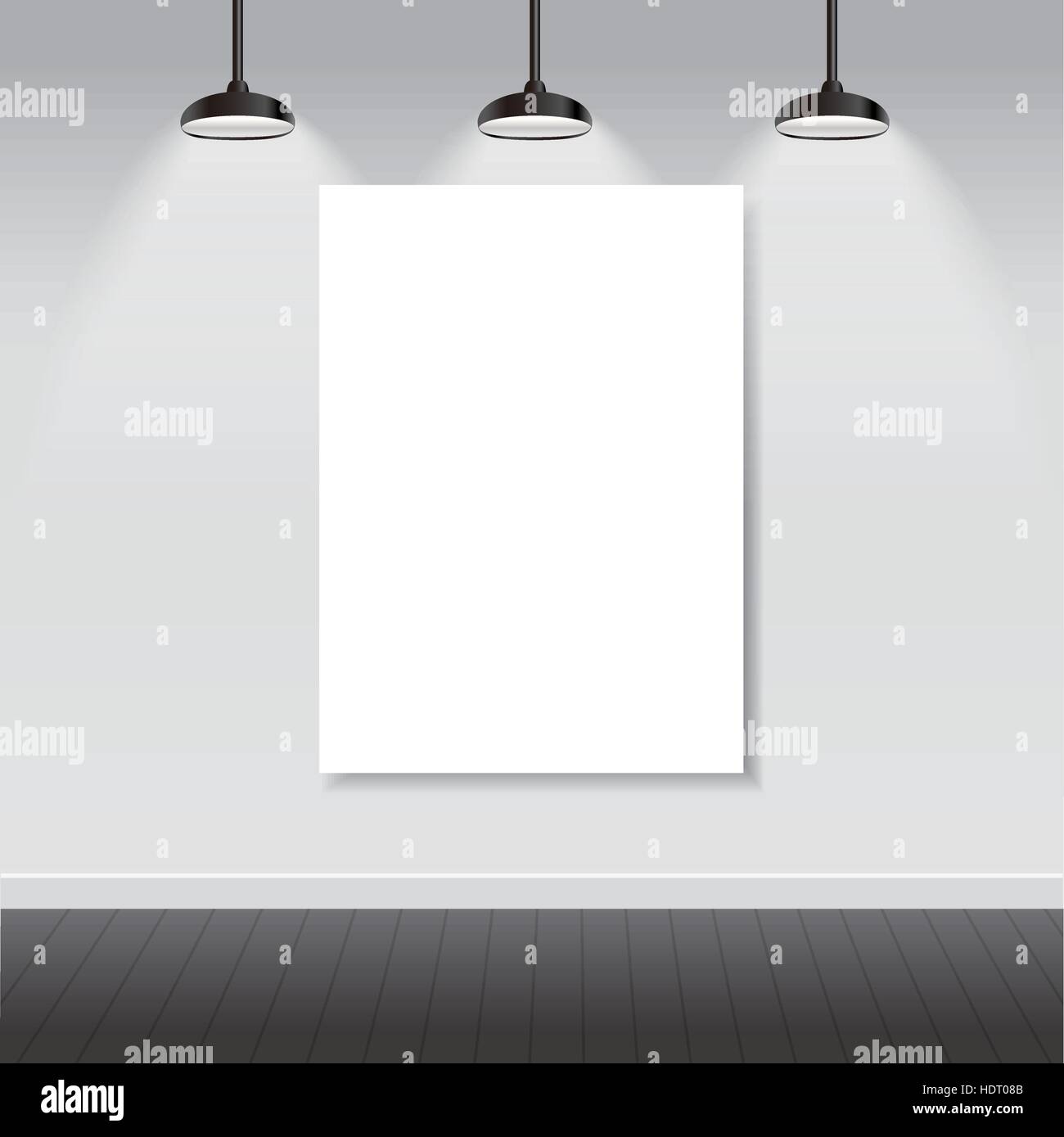 empty frames on wall with illuminated spotlights Stock Vector Image ...