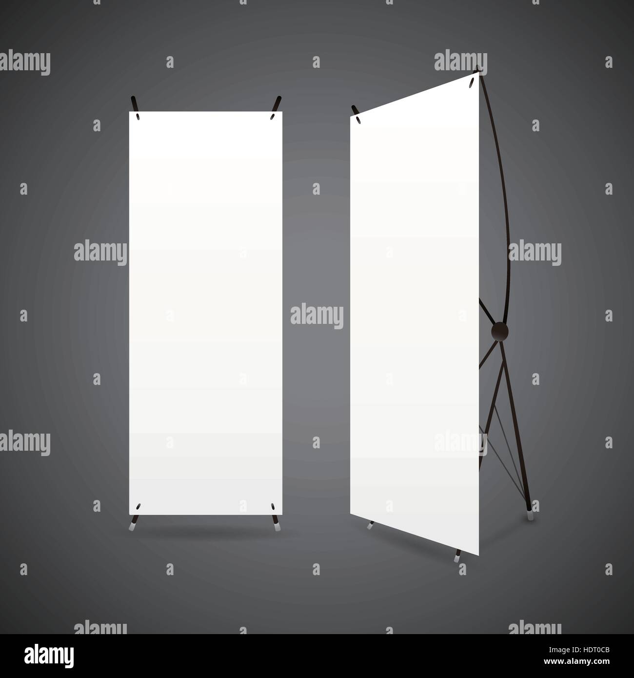 blank roll up banners set isolated over black background Stock Vector ...