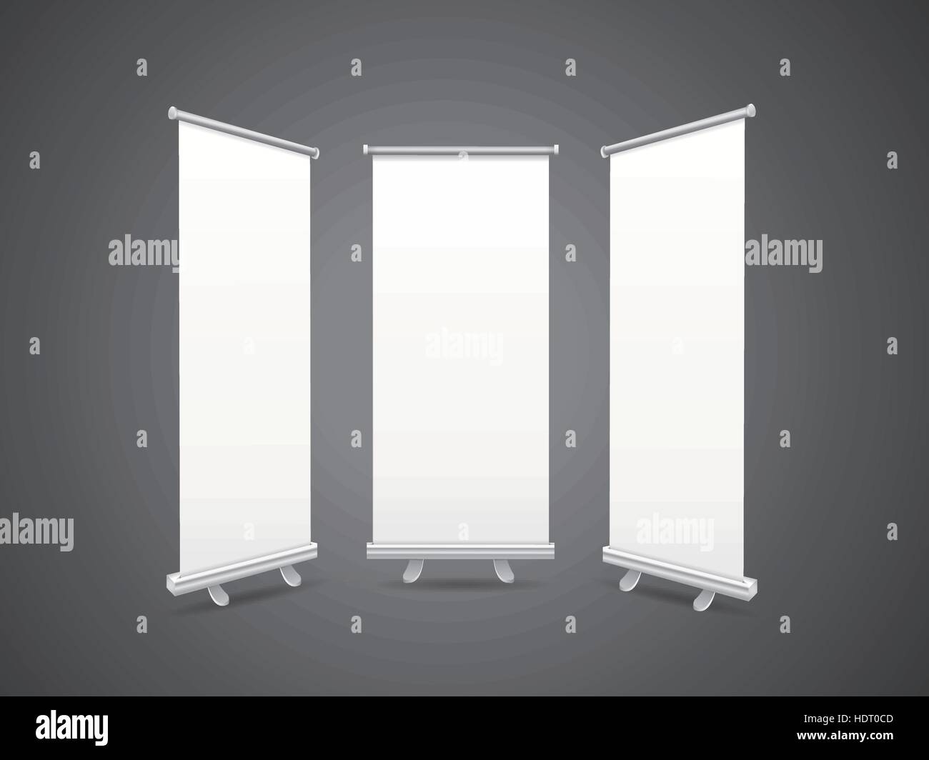 blank roll up banners set isolated over black background Stock Vector ...