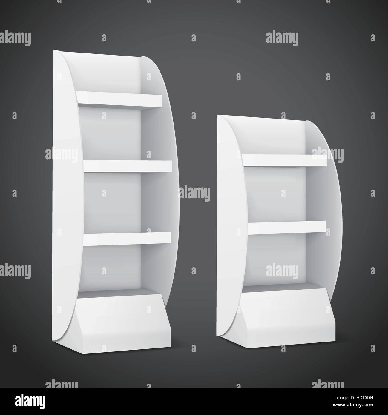 blank displays with shelves isolated on black background Stock Vector ...