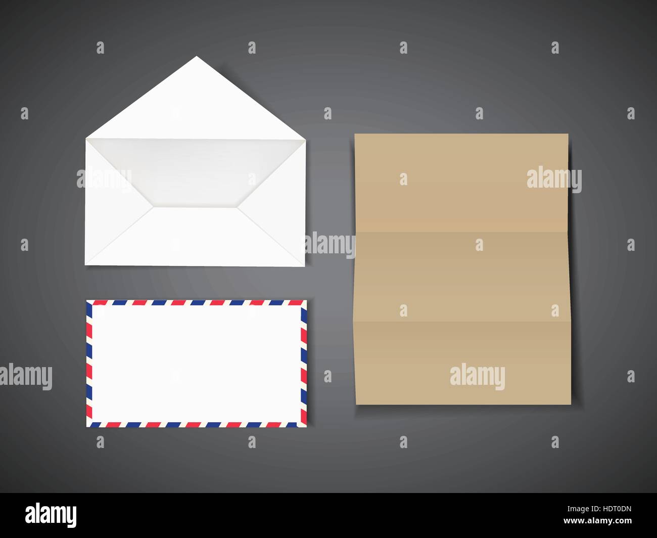 blank envelope and letter isolated on black background Stock Vector ...