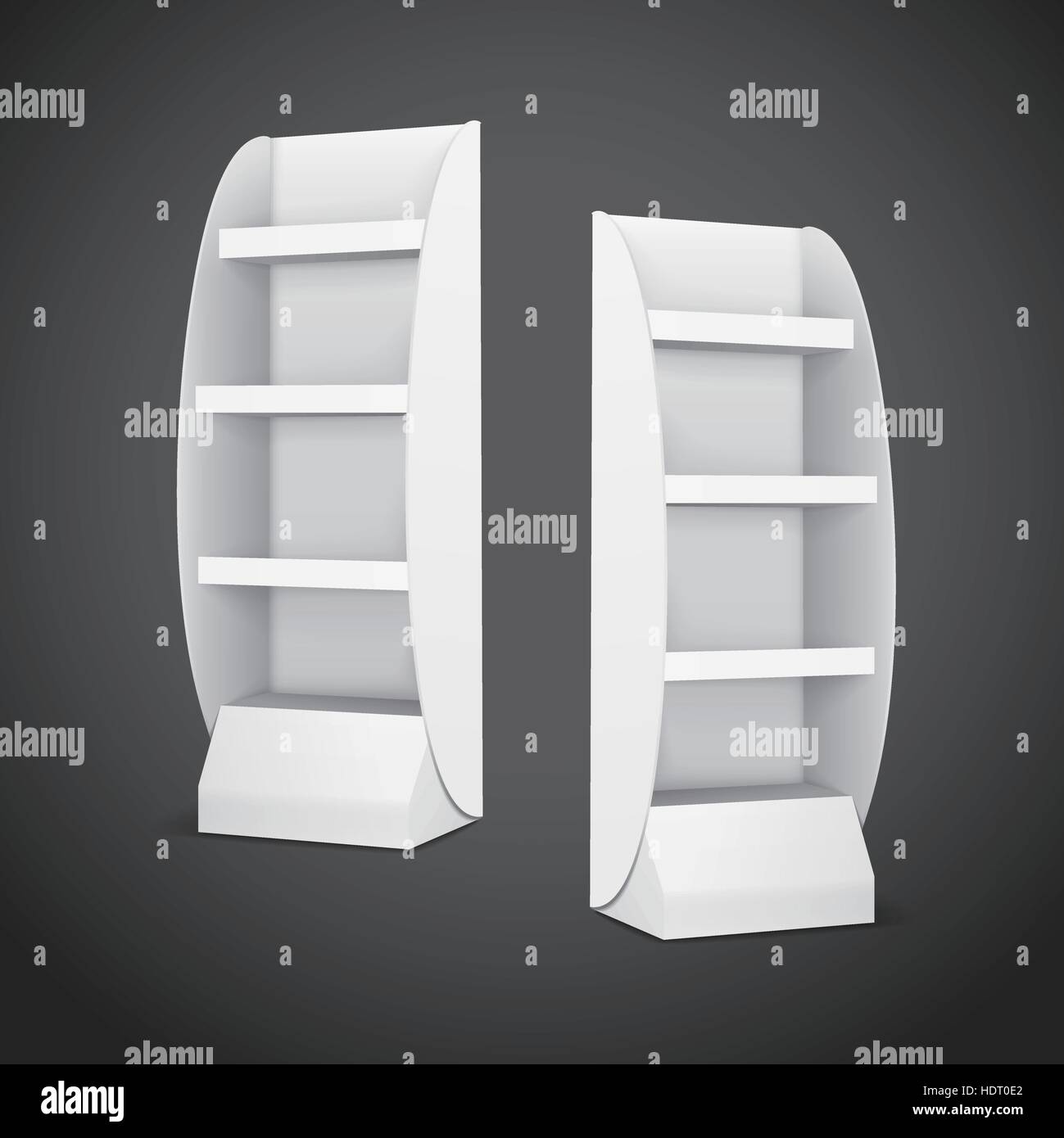 blank displays with shelves isolated on black background Stock Vector ...