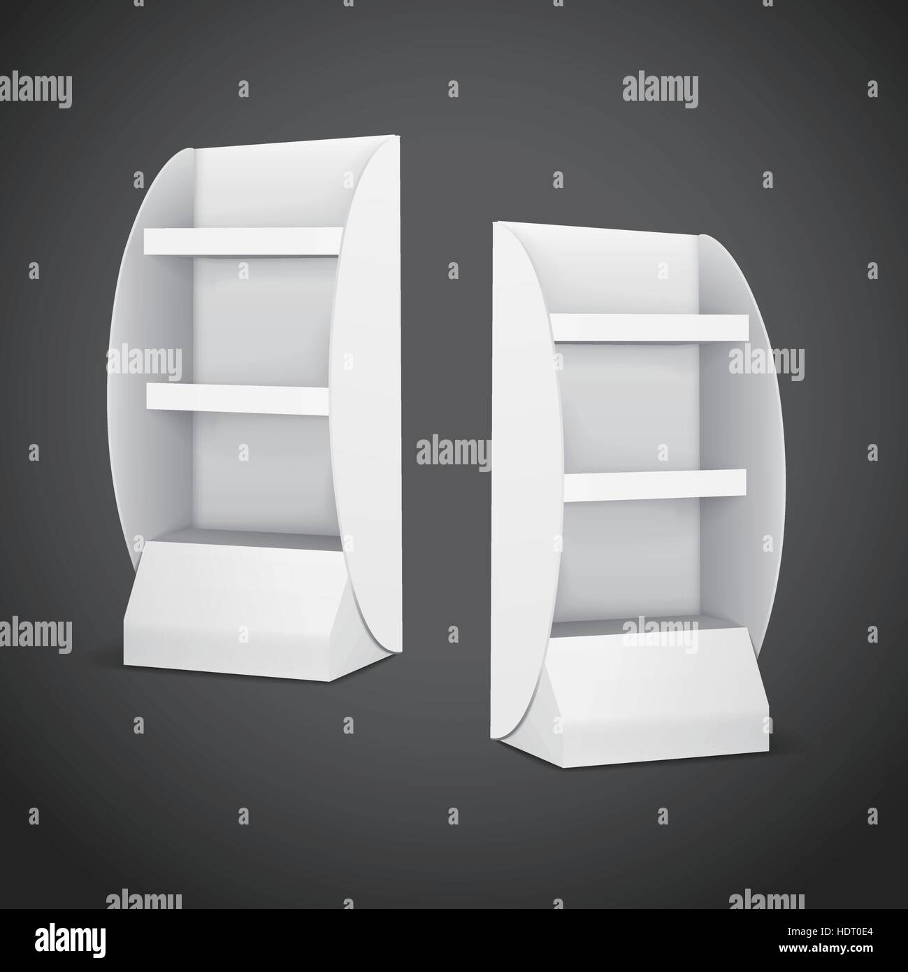 blank displays with shelves isolated on black background Stock Vector ...