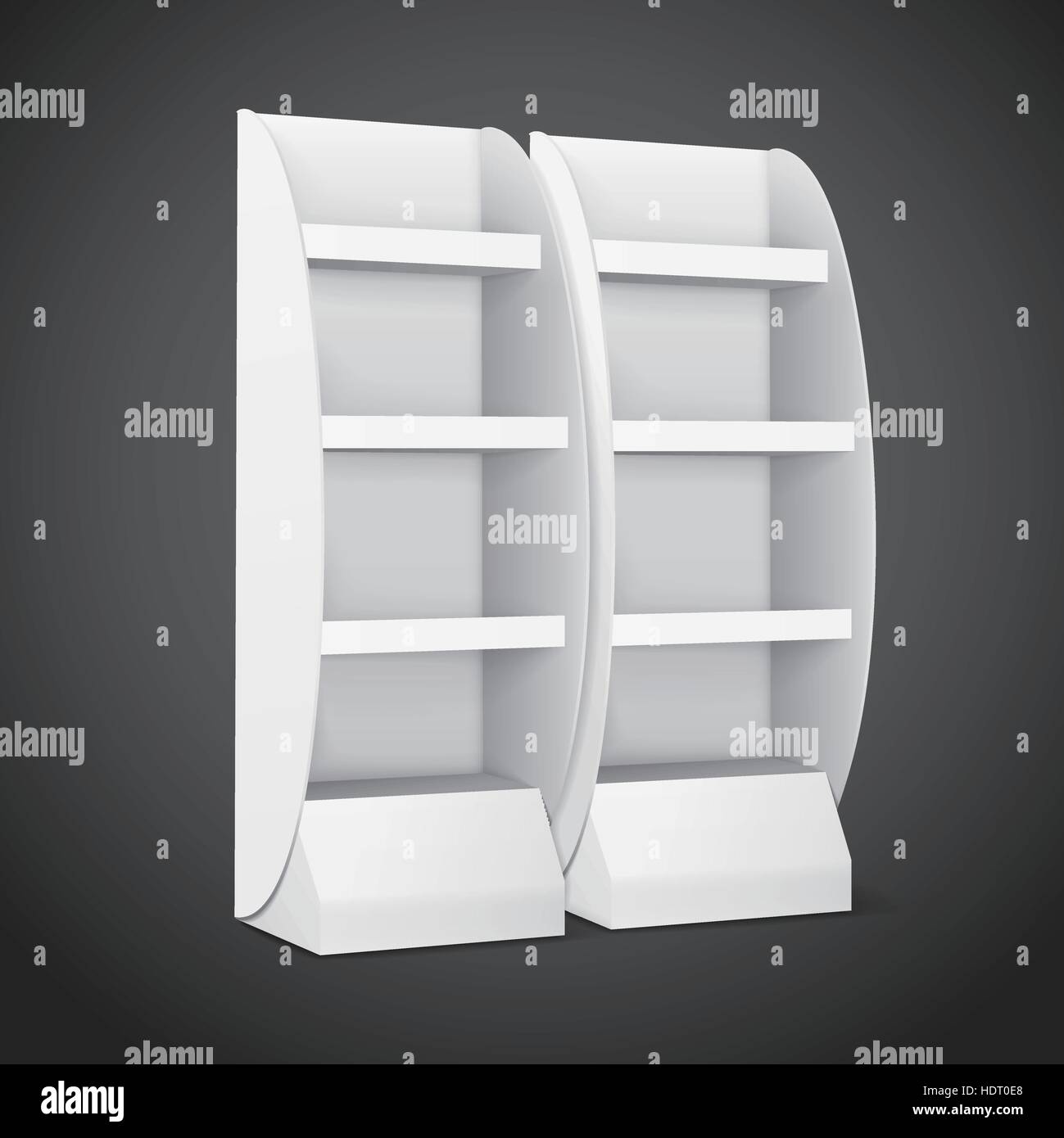 blank displays with shelves isolated on black background Stock Vector ...