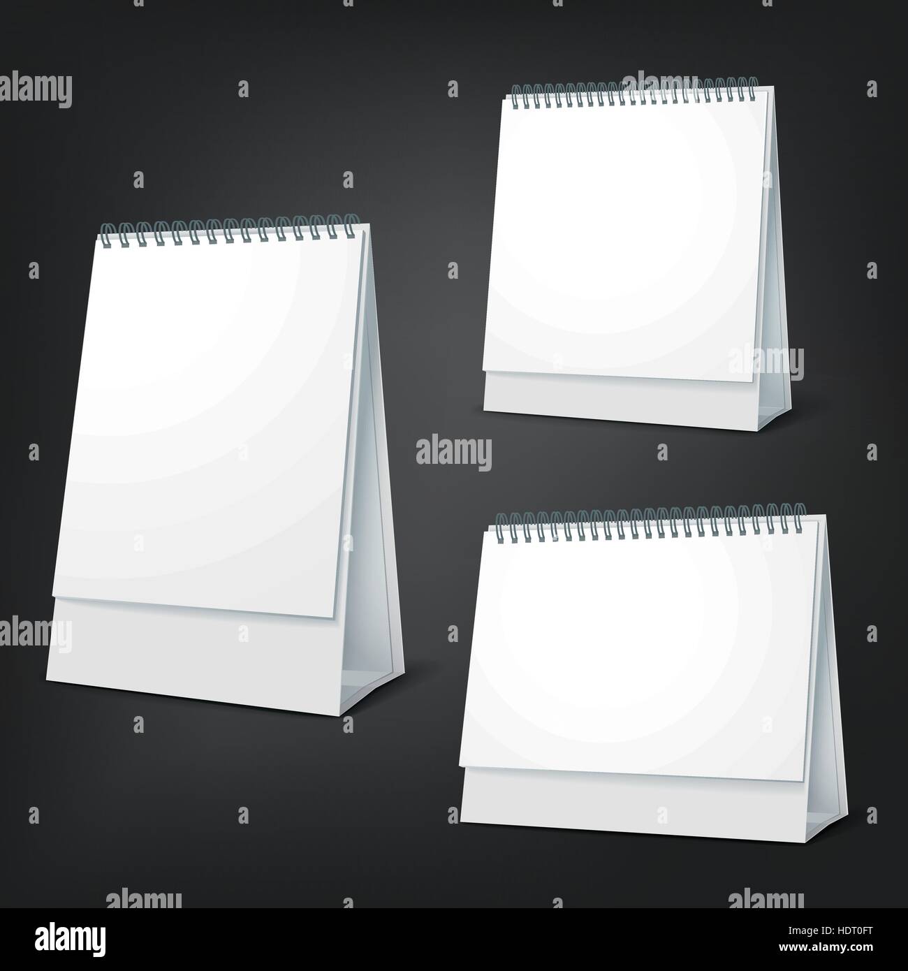 standing blank calendar set isolated on black background Stock Vector ...