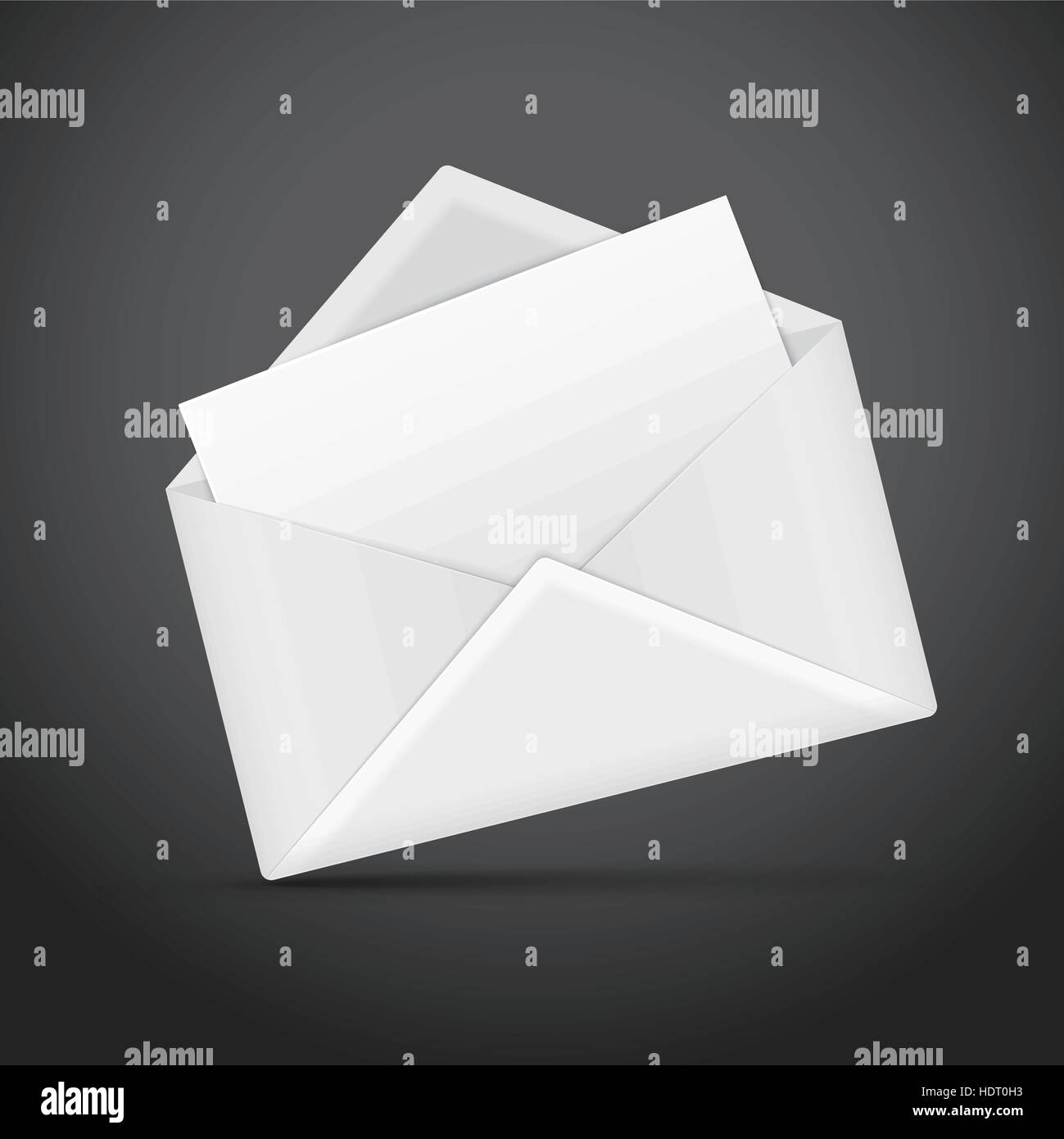 blank envelope and letter template isolated over black background Stock ...
