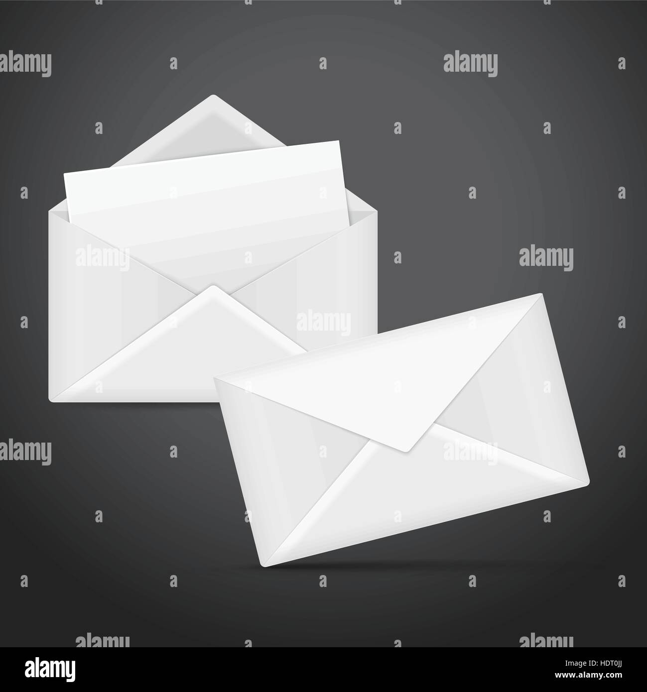blank envelope and letter template isolated over black background Stock ...