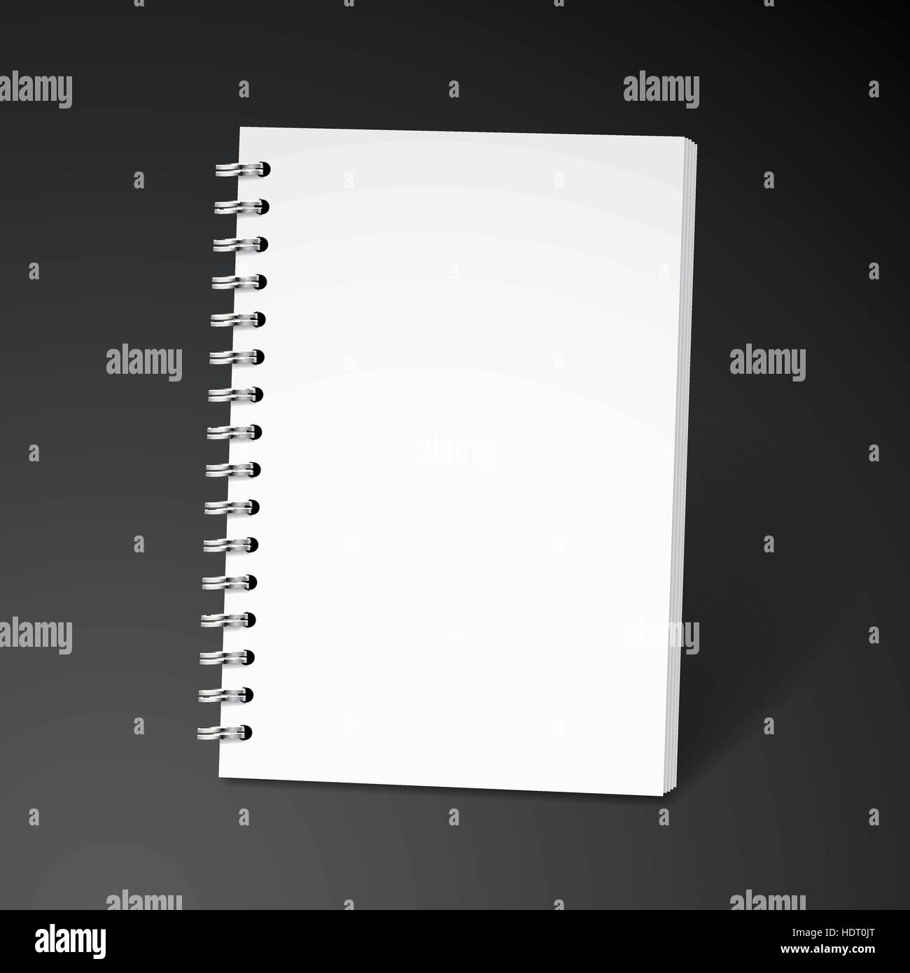 blank spiral notebook isolated on black background Stock Vector Image ...