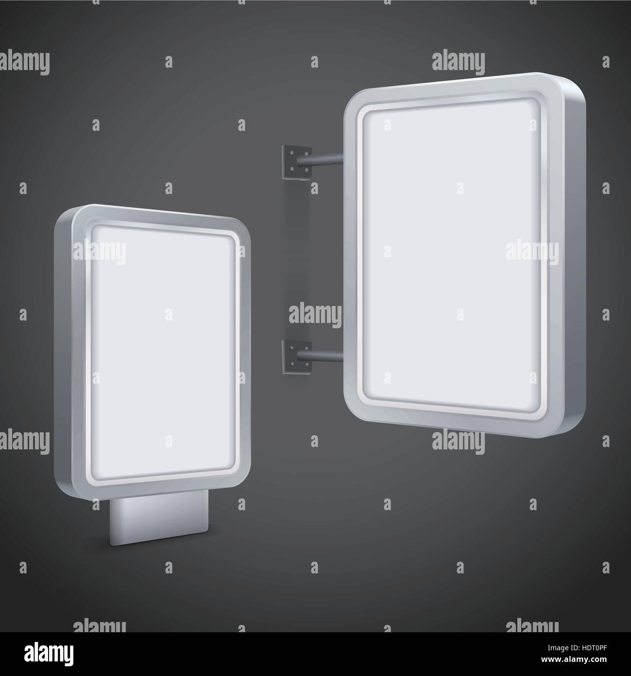 3d vertical blank light box template on black background Stock Vector ...