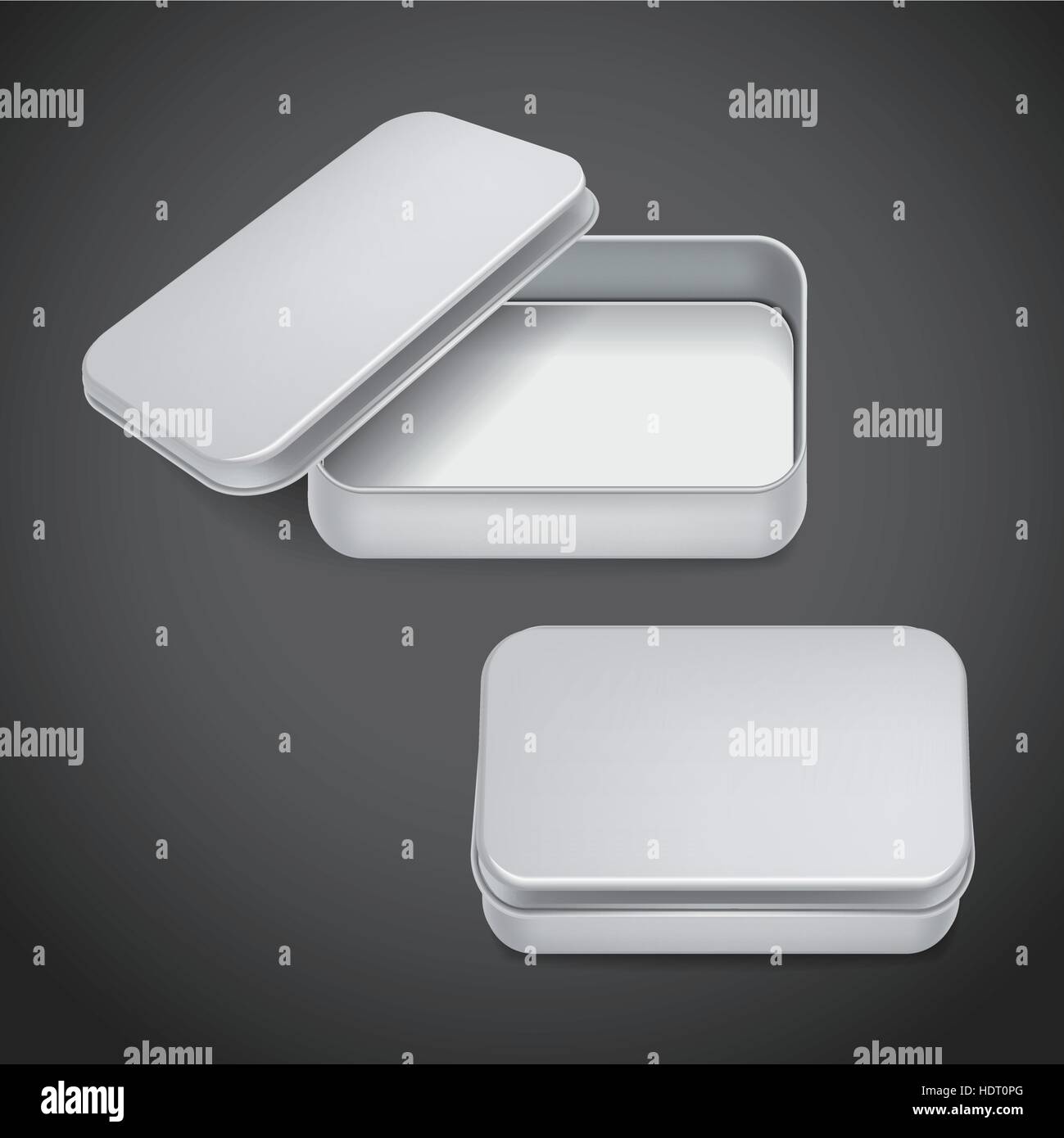 3d blank metal box template isolated on black background Stock Vector ...