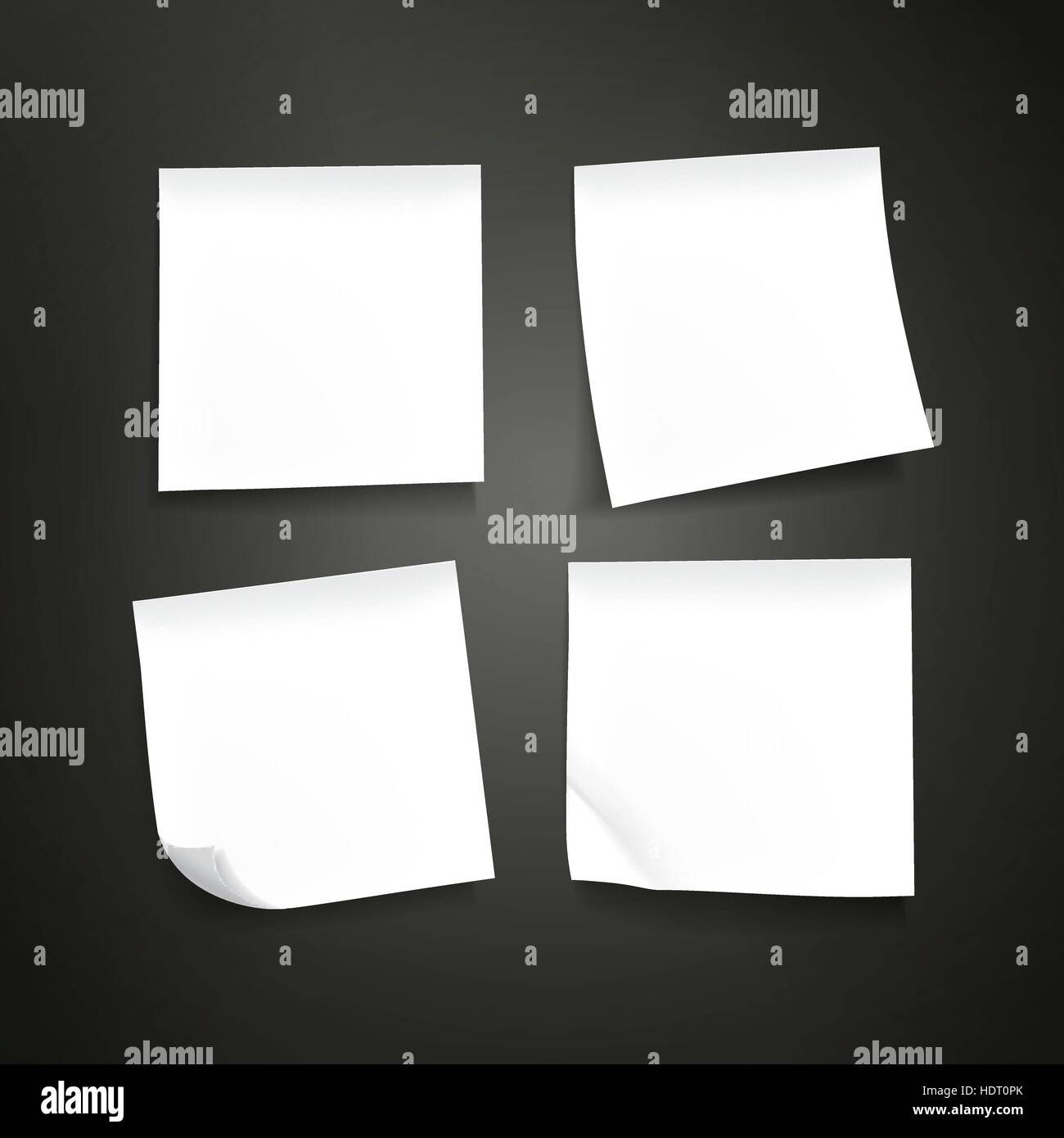blank note paper set isolated on black background Stock Vector Image ...