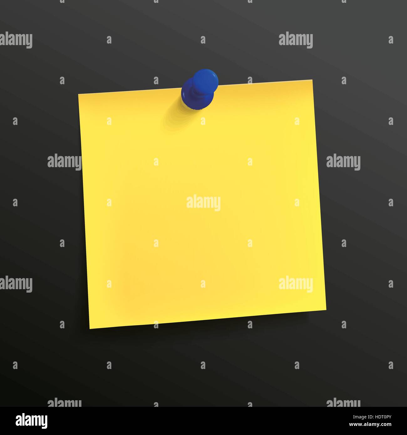 yellow note paper with pin isolated on black background Stock Vector ...