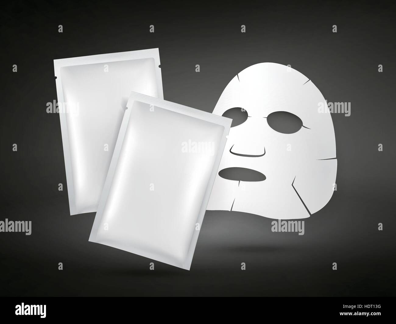 facial mask and blank package for cosmetics isolated on white ...