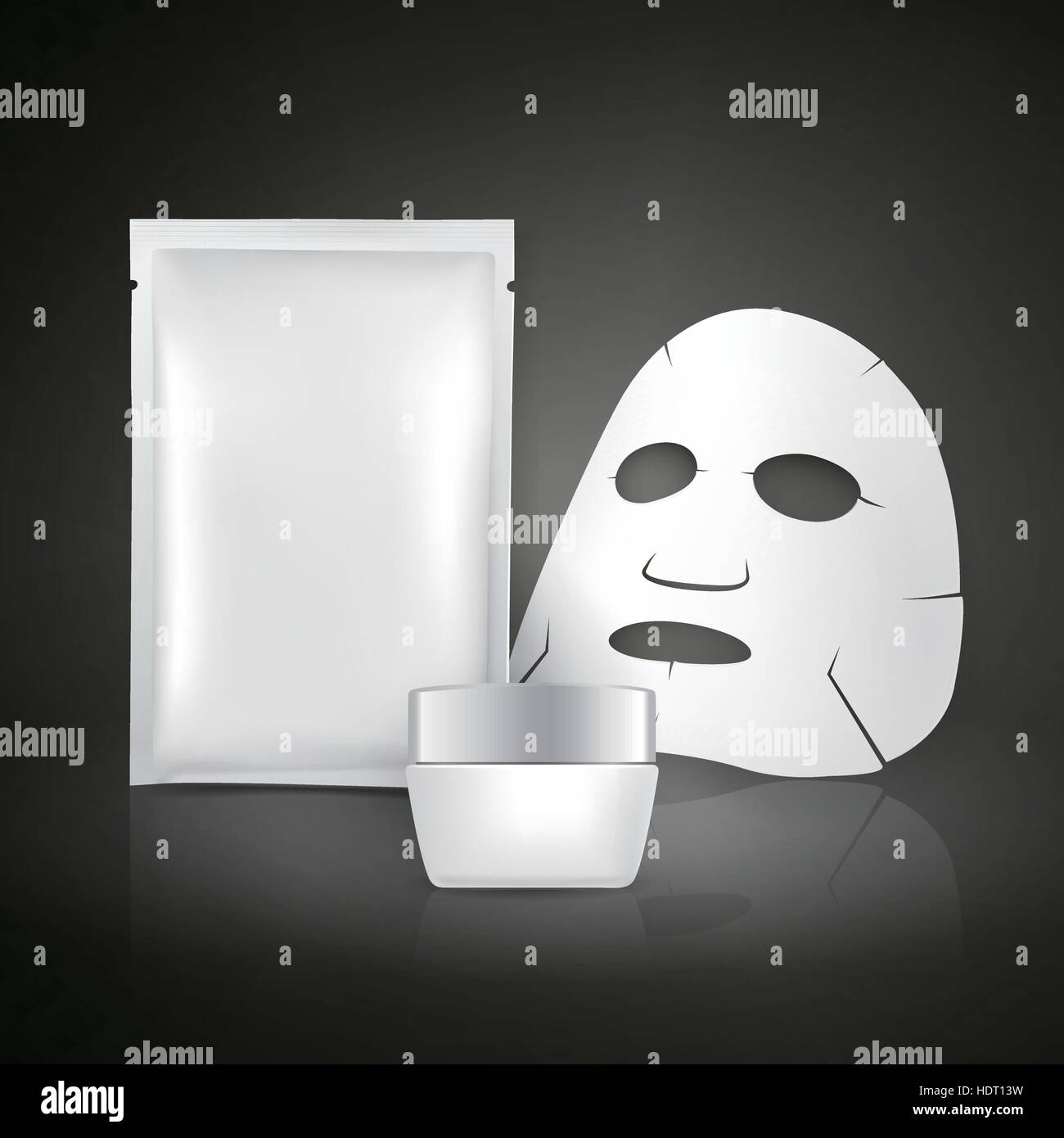 facial mask and blank package for cosmetics isolated on white ...