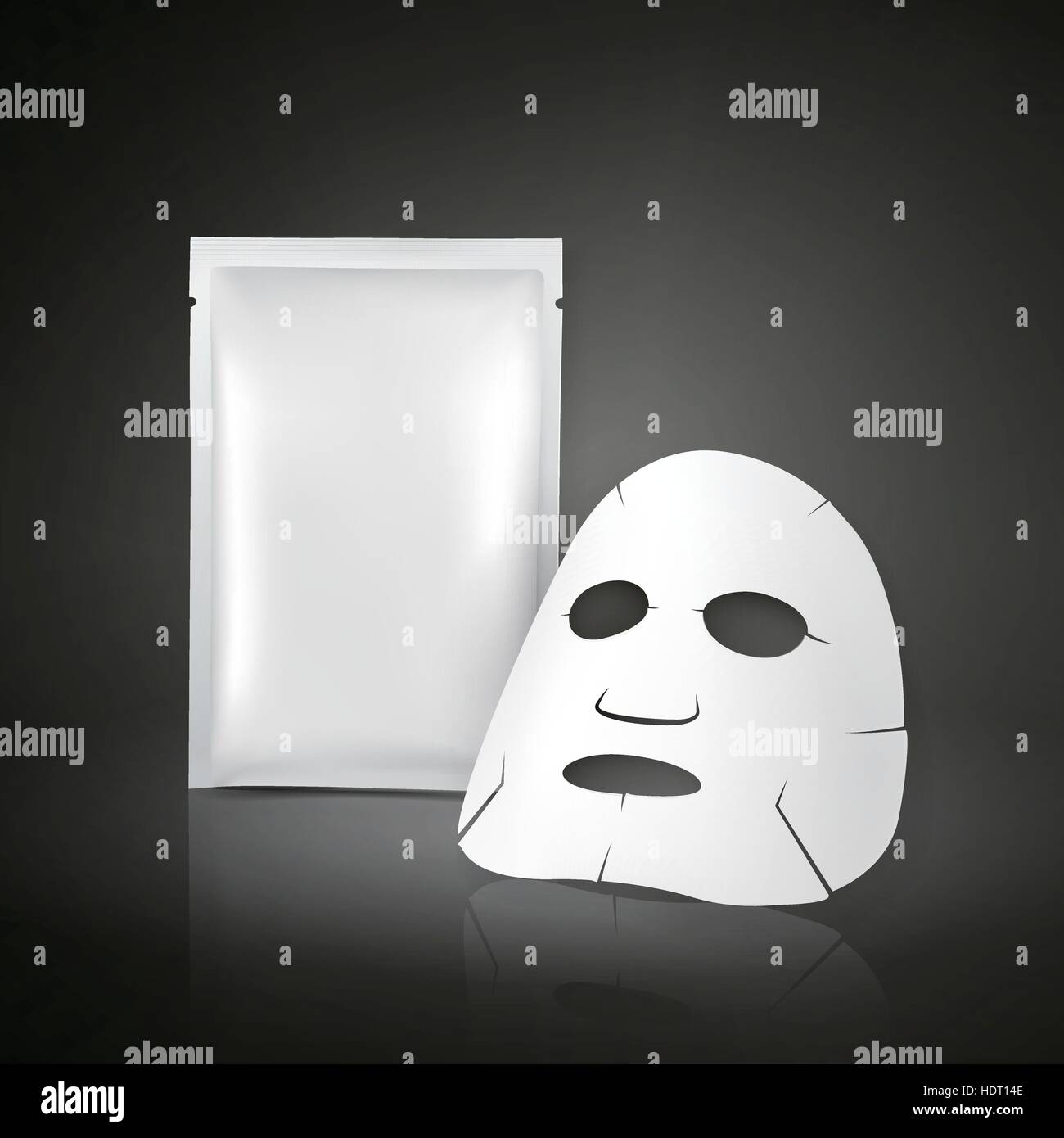 facial mask and blank package for cosmetics isolated on white ...