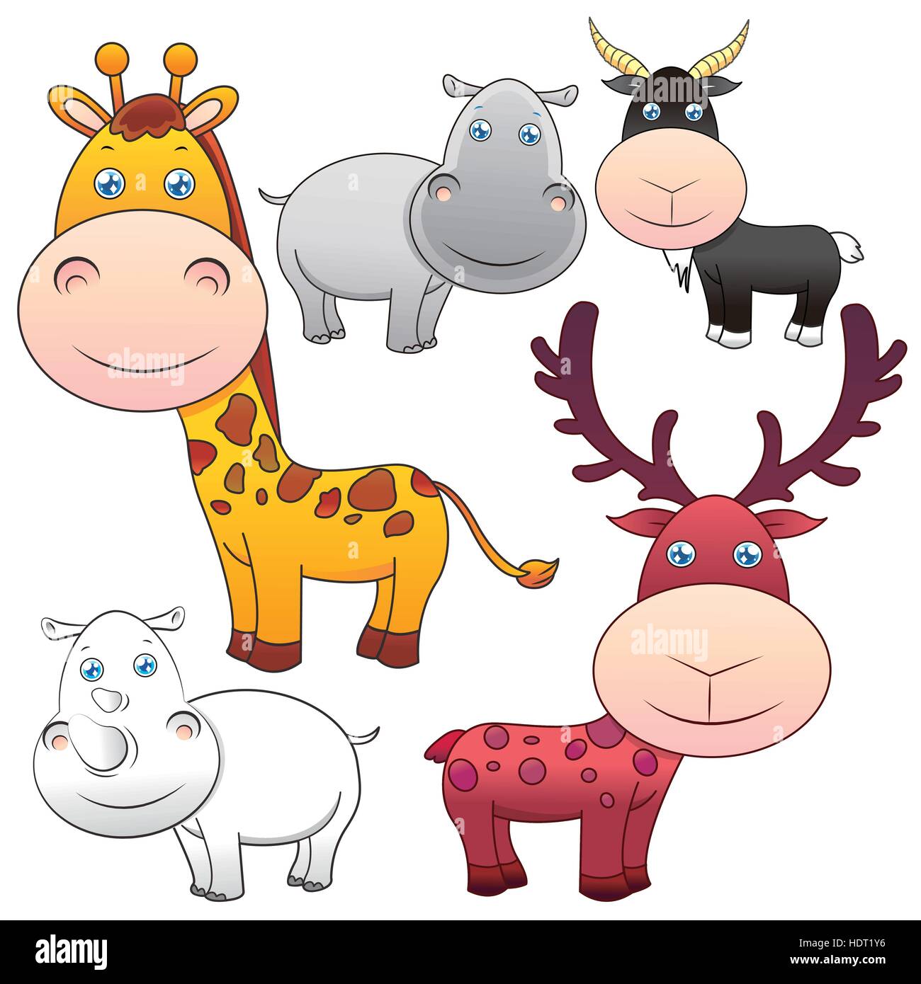 five lovely animals set on white background Stock Vector Image & Art ...