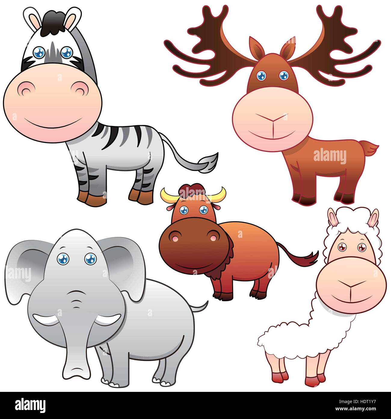 five lovely animals set on white background Stock Vector Image & Art ...