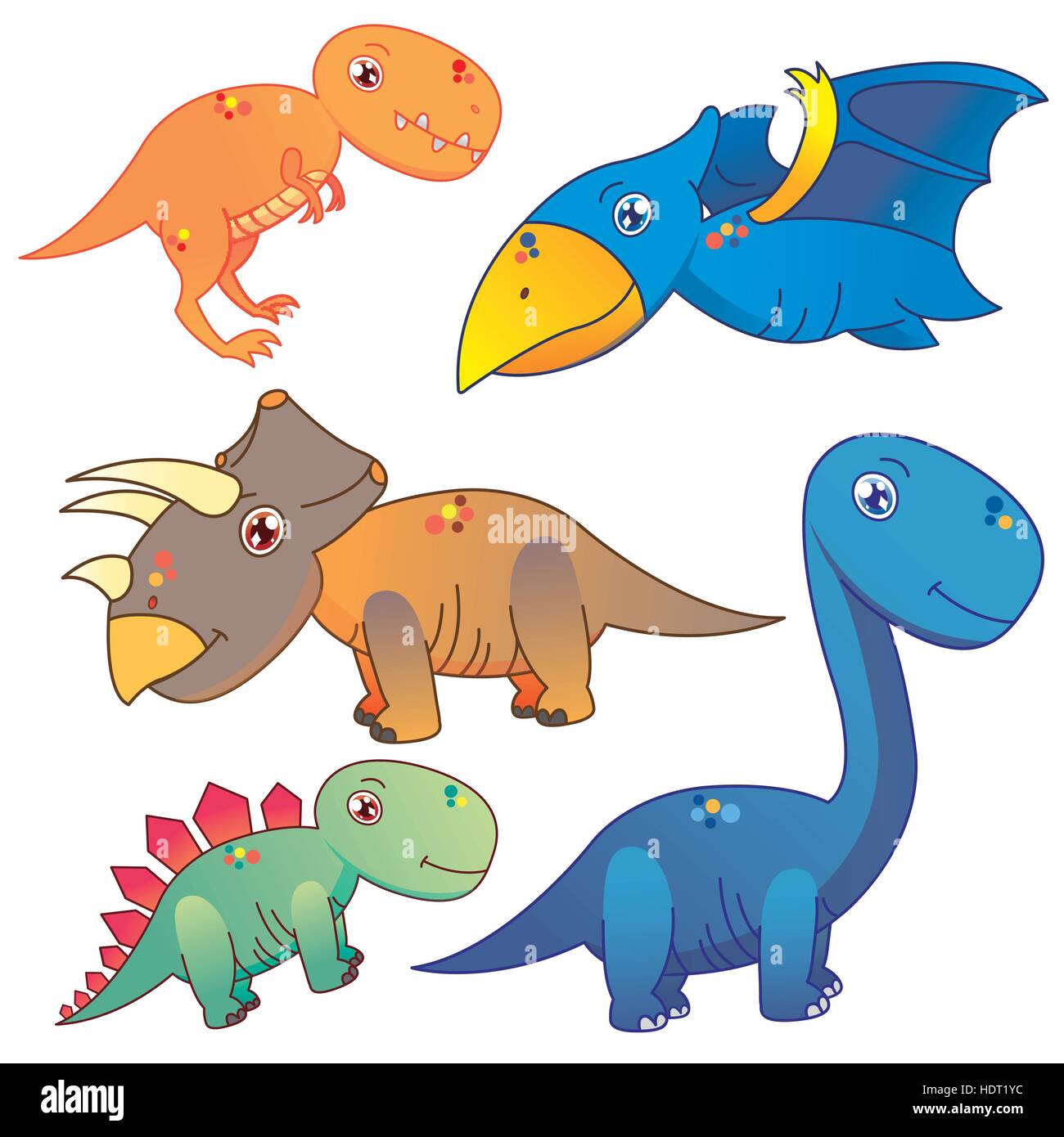 five lovely dinosaurs set on white background Stock Vector Image & Art ...