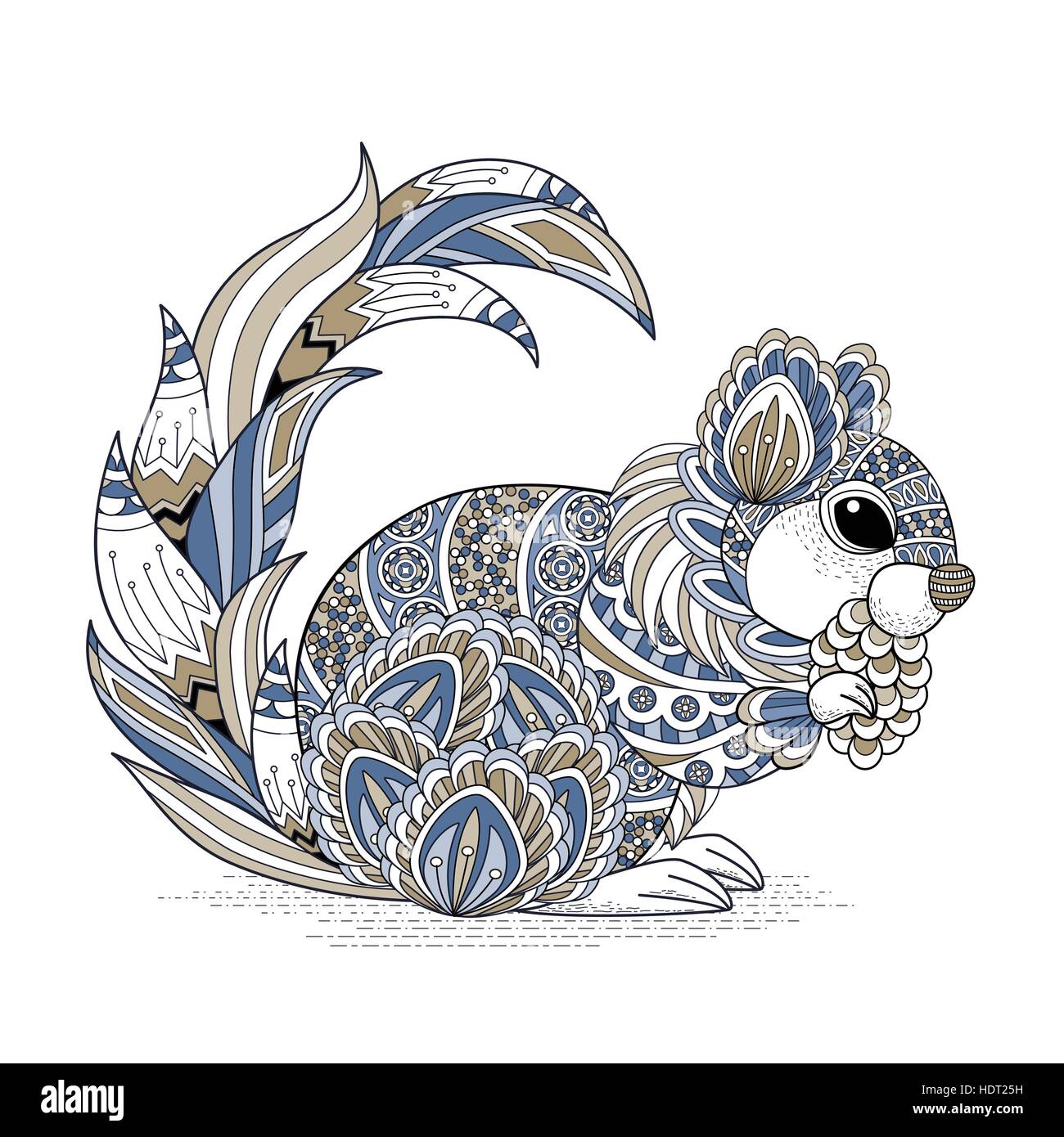 lovely squirrel coloring page in exquisite style Stock Vector Image ...