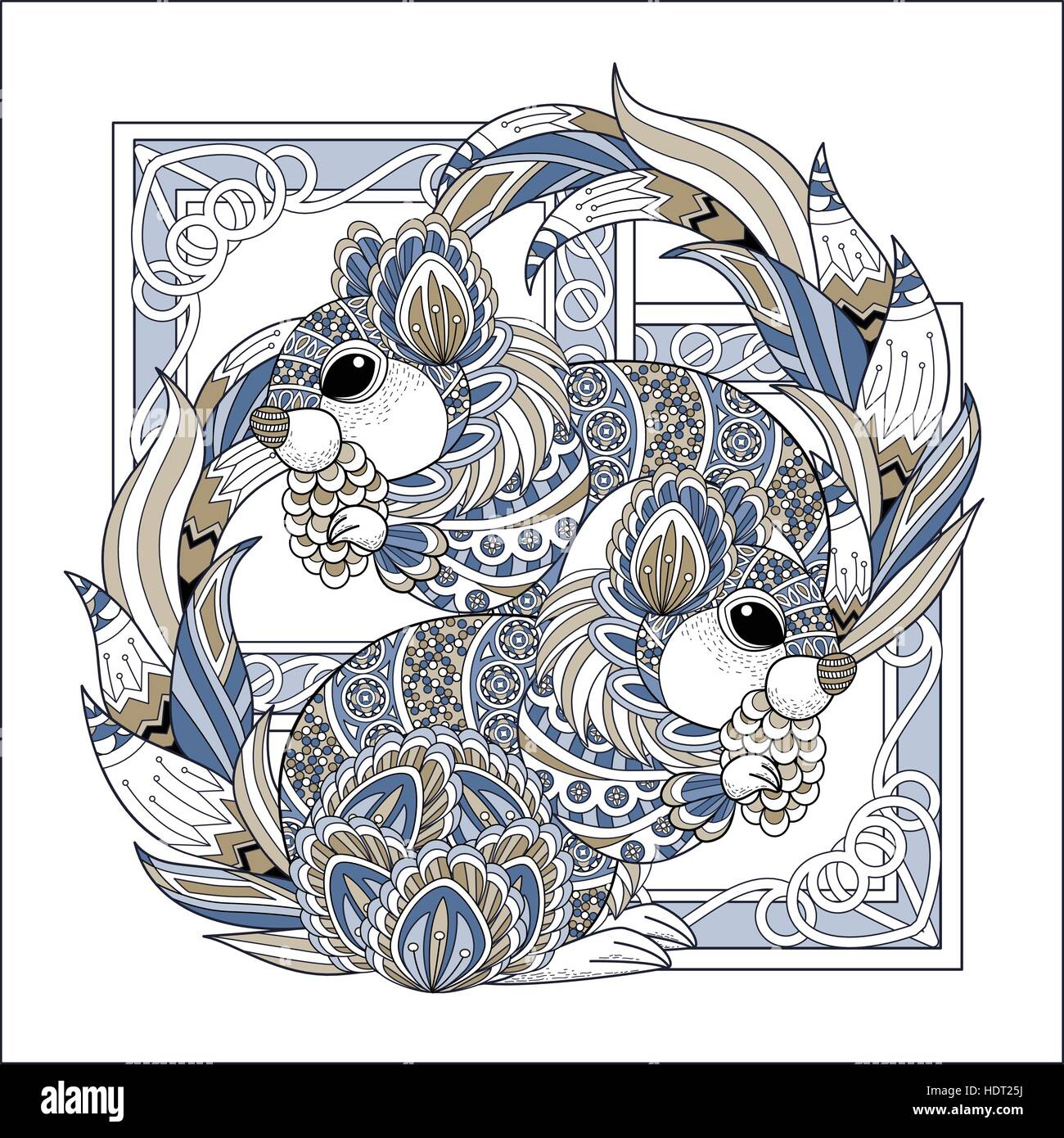 lovely squirrel coloring page in exquisite style Stock Vector Image ...