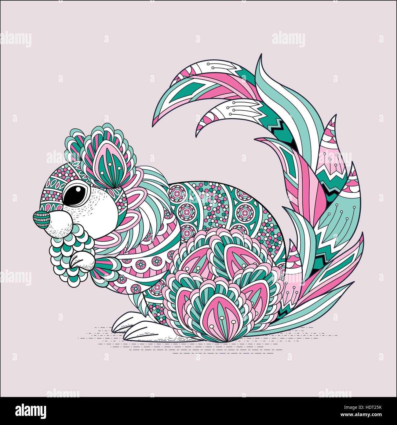 lovely squirrel coloring page in exquisite style Stock Vector Image ...