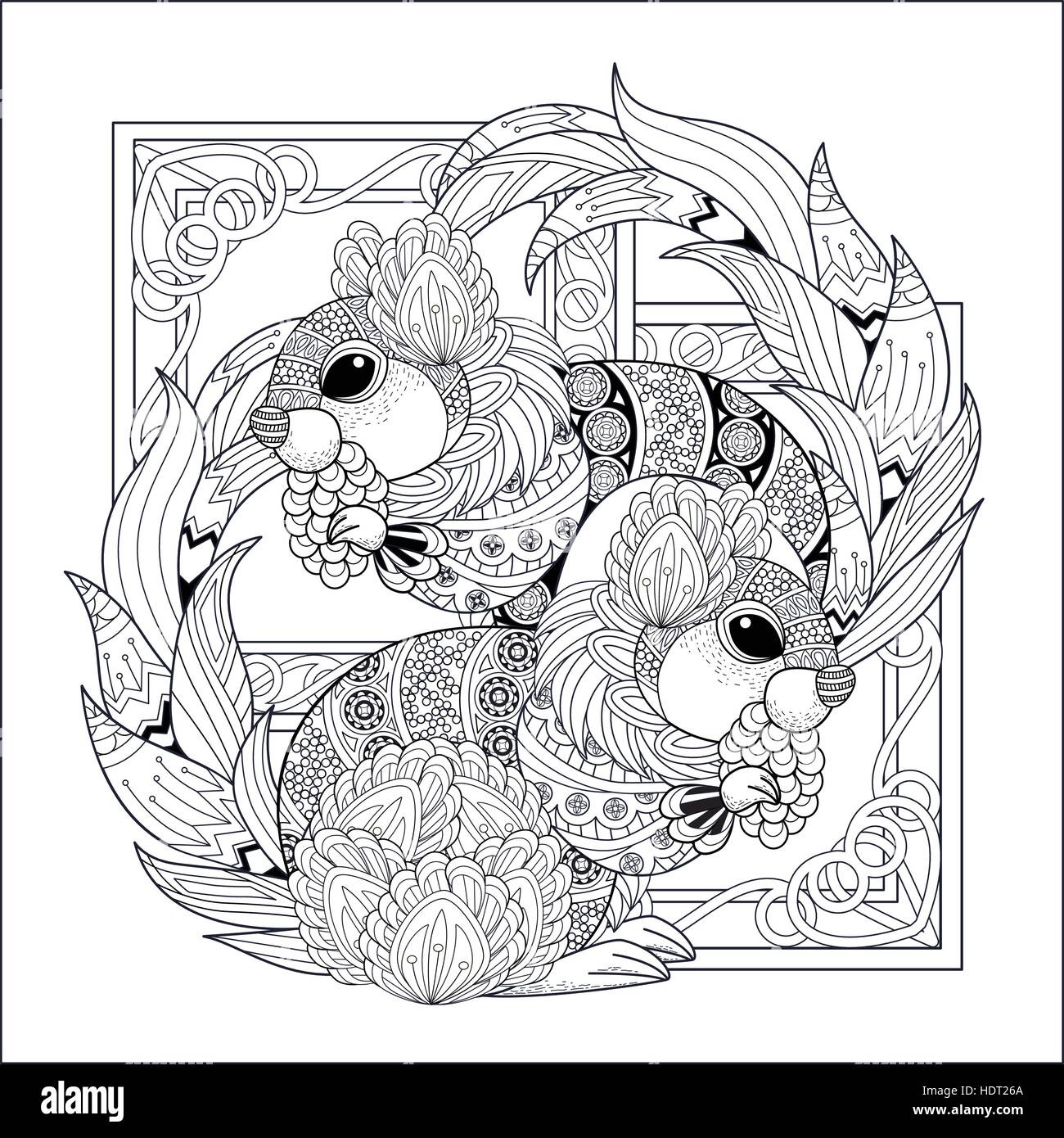 lovely squirrel coloring page in exquisite style Stock Vector Image ...