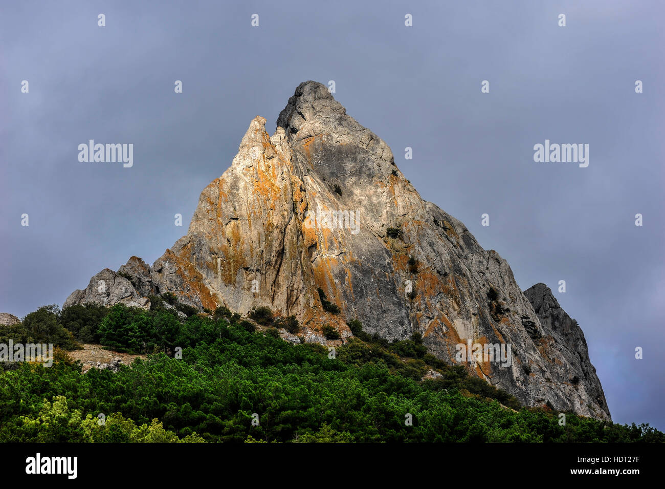 Russia, peninsula of Crimea, village of Sun Valley. Picturesque rocks ...