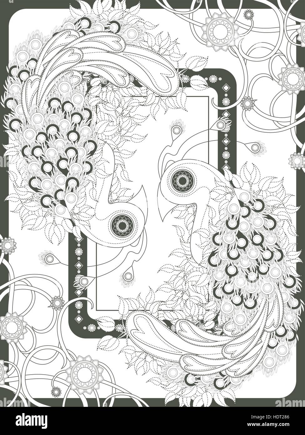 attractive bird coloring page design in ethnic style Stock Vector Image ...