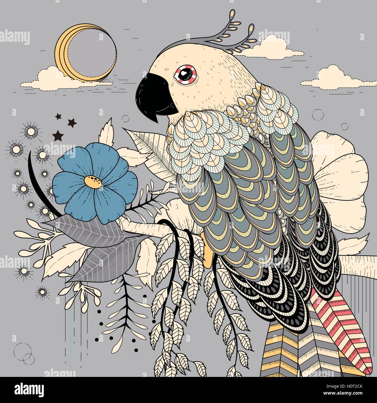 lovely parrot coloring page in exquisite style Stock Vector Image & Art ...