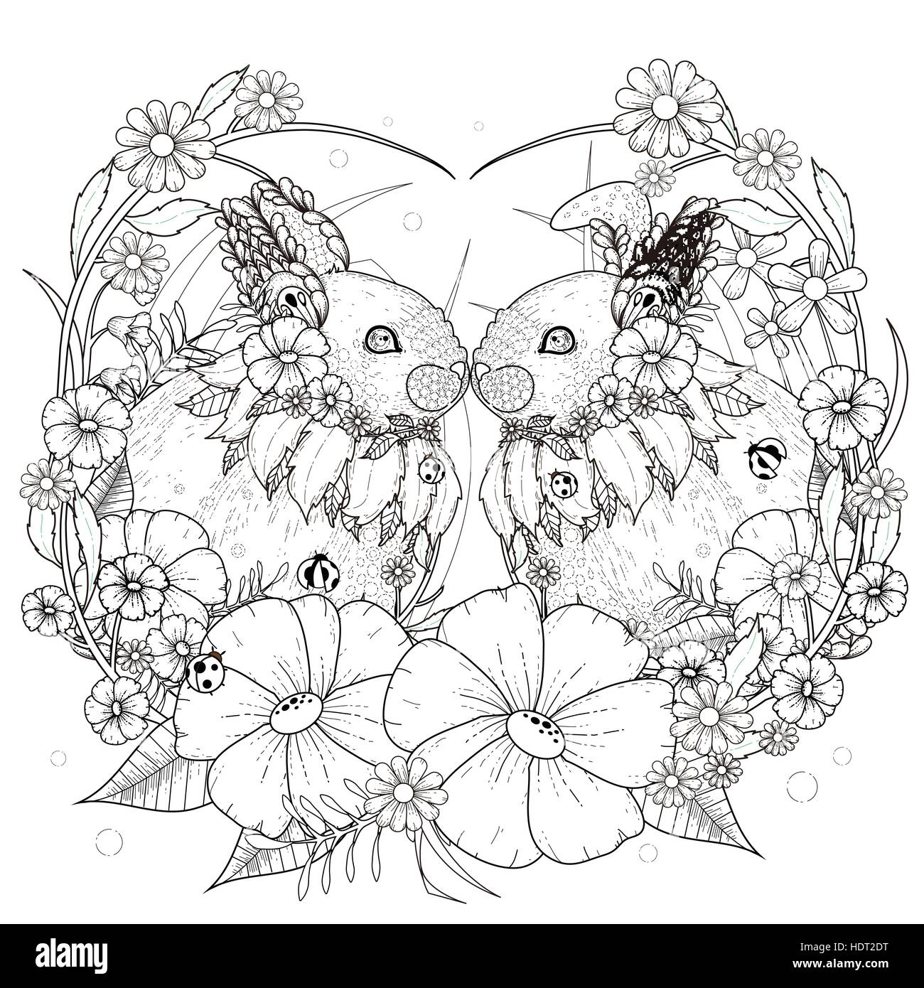 adorable rabbit coloring page in exquisite style Stock Vector Image ...