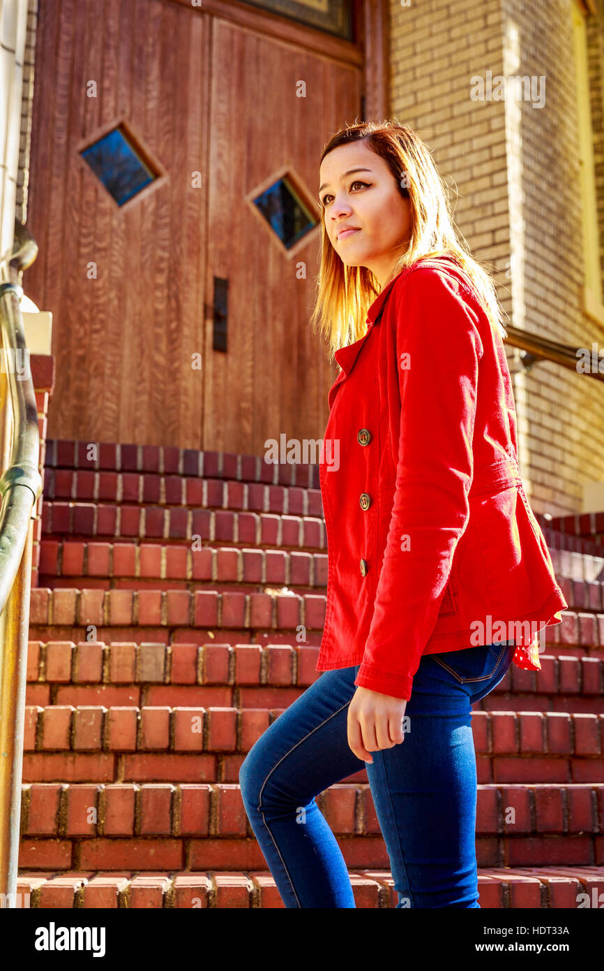 Young female college student relax on campus Stock Photo - Alamy