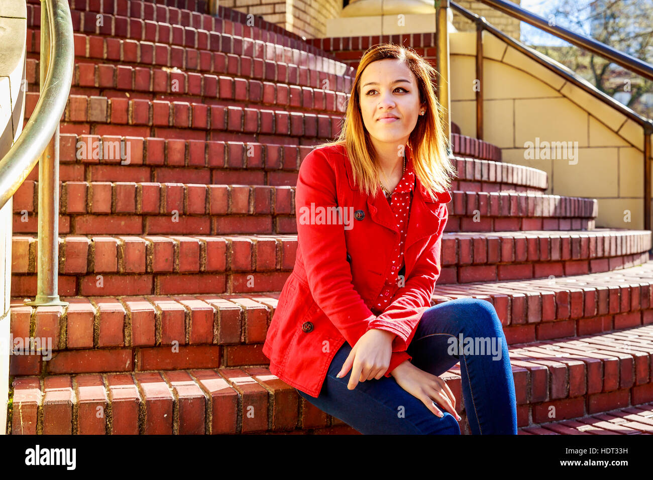 Young female college student relax on campus Stock Photo - Alamy