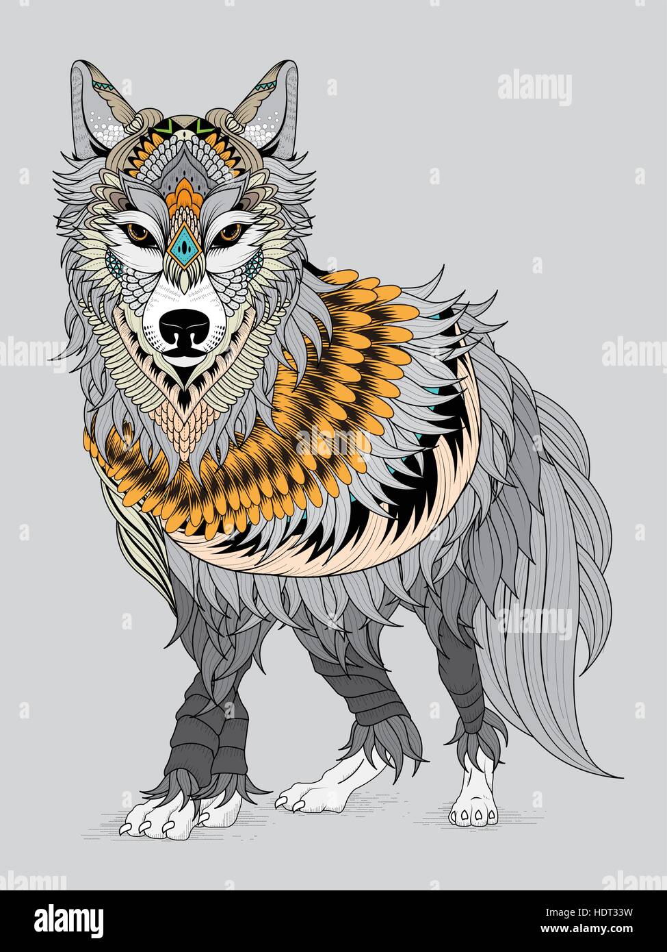 Tribal Wolf Coloring Pages