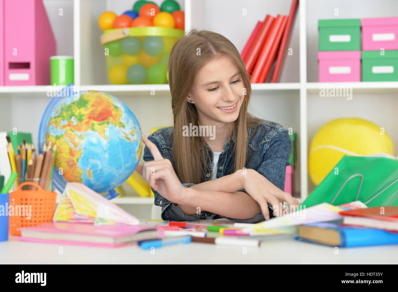 student girl at class Stock Photo - Alamy