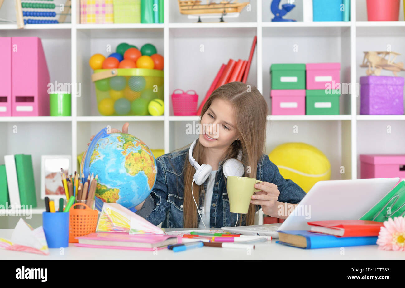 Cute student girl at class Stock Photo - Alamy