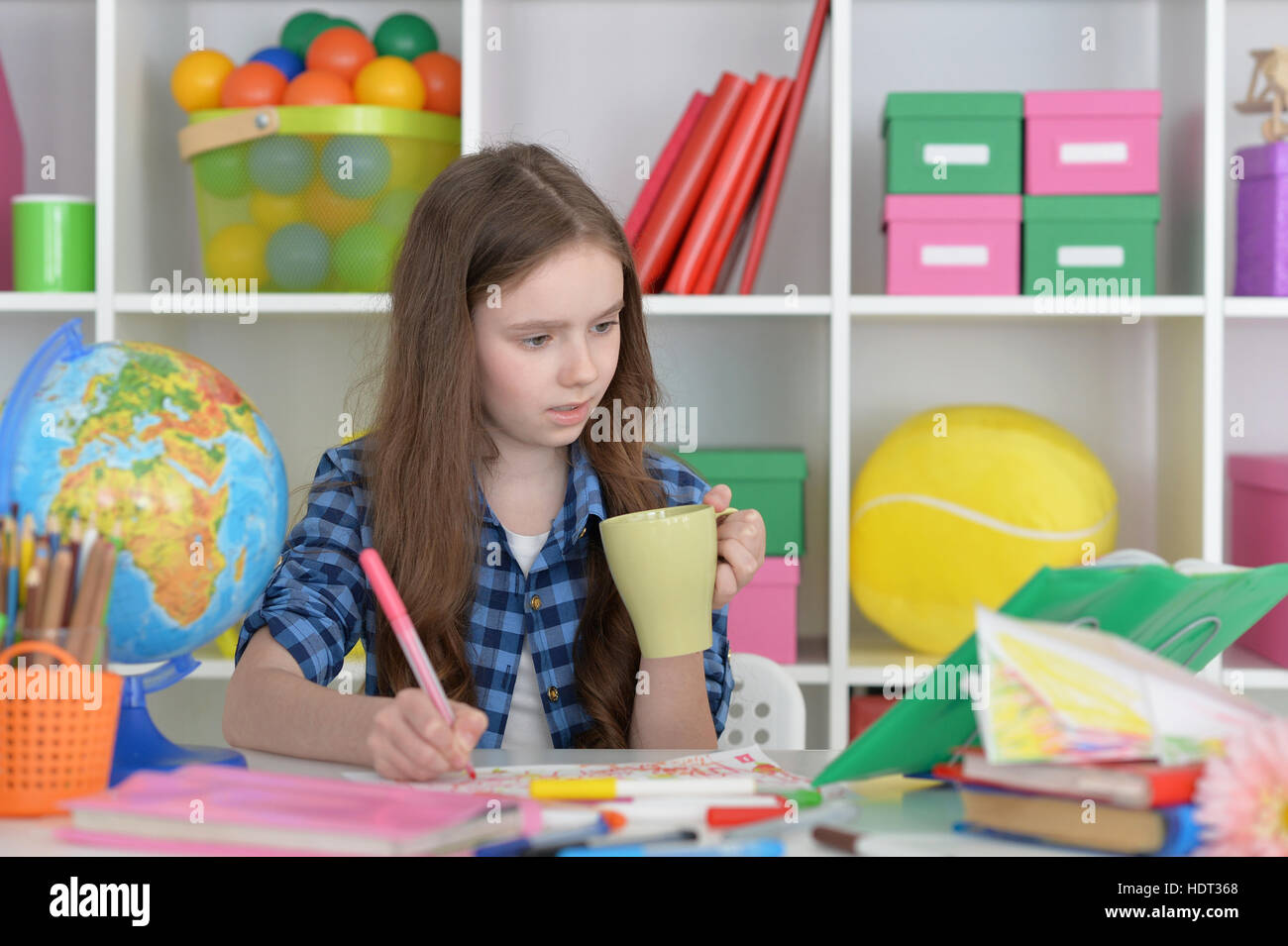 student girl at class Stock Photo - Alamy
