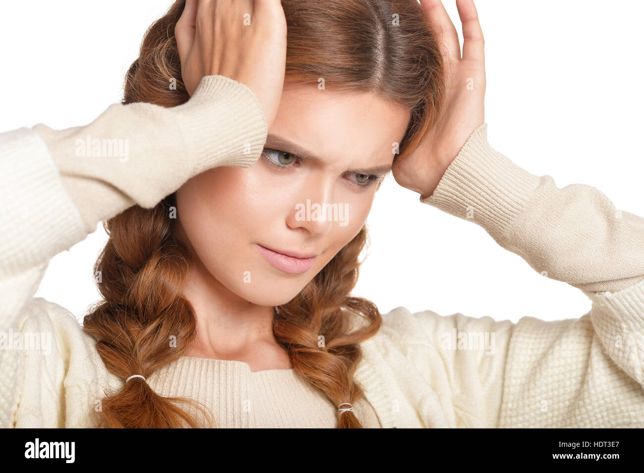 Stressed young woman Stock Photo - Alamy