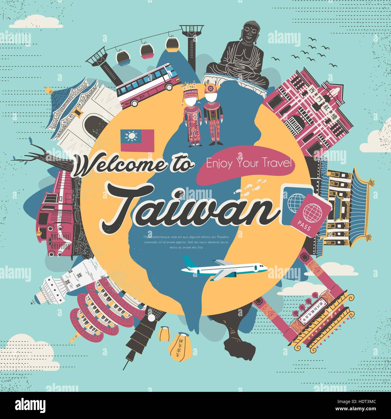Taiwan travel map design attractions hi-res stock photography and ...