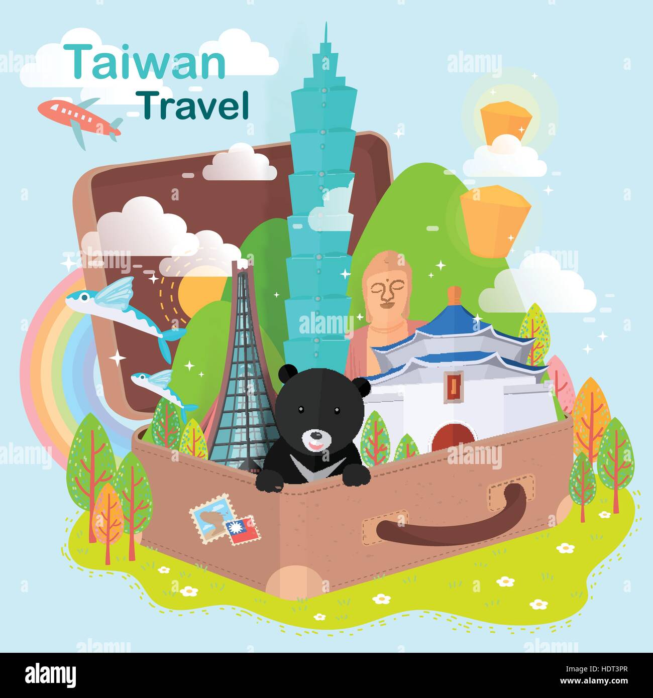 Taiwan Travel Map Design Attractions High Resolution Stock Photography ...