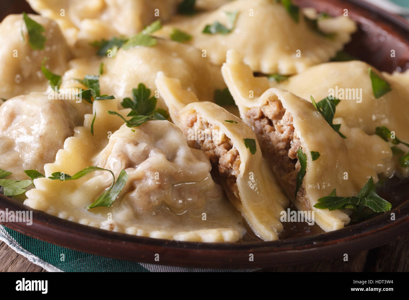 Ravioli stuffed with meat hi-res stock photography and images - Alamy