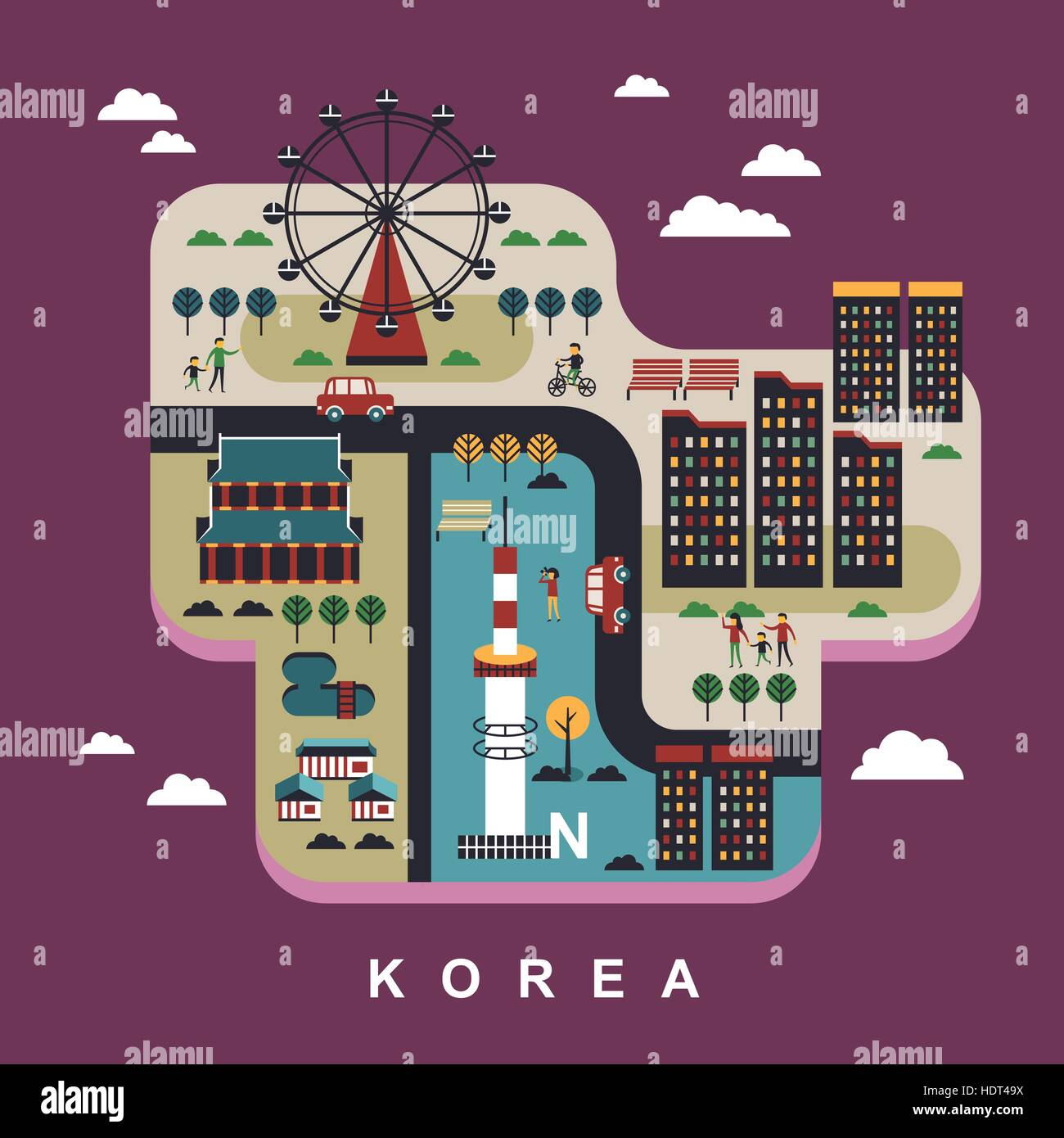 South Korea travel concept design in flat design Stock Vector Image ...