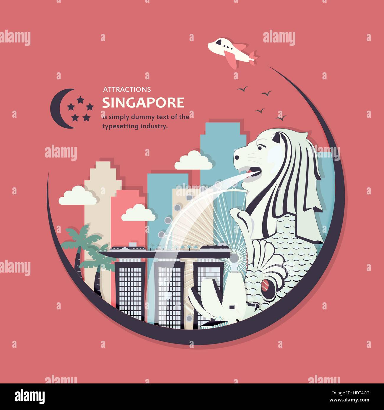 fantastic Singapore travel concept design in flat style Stock Vector ...