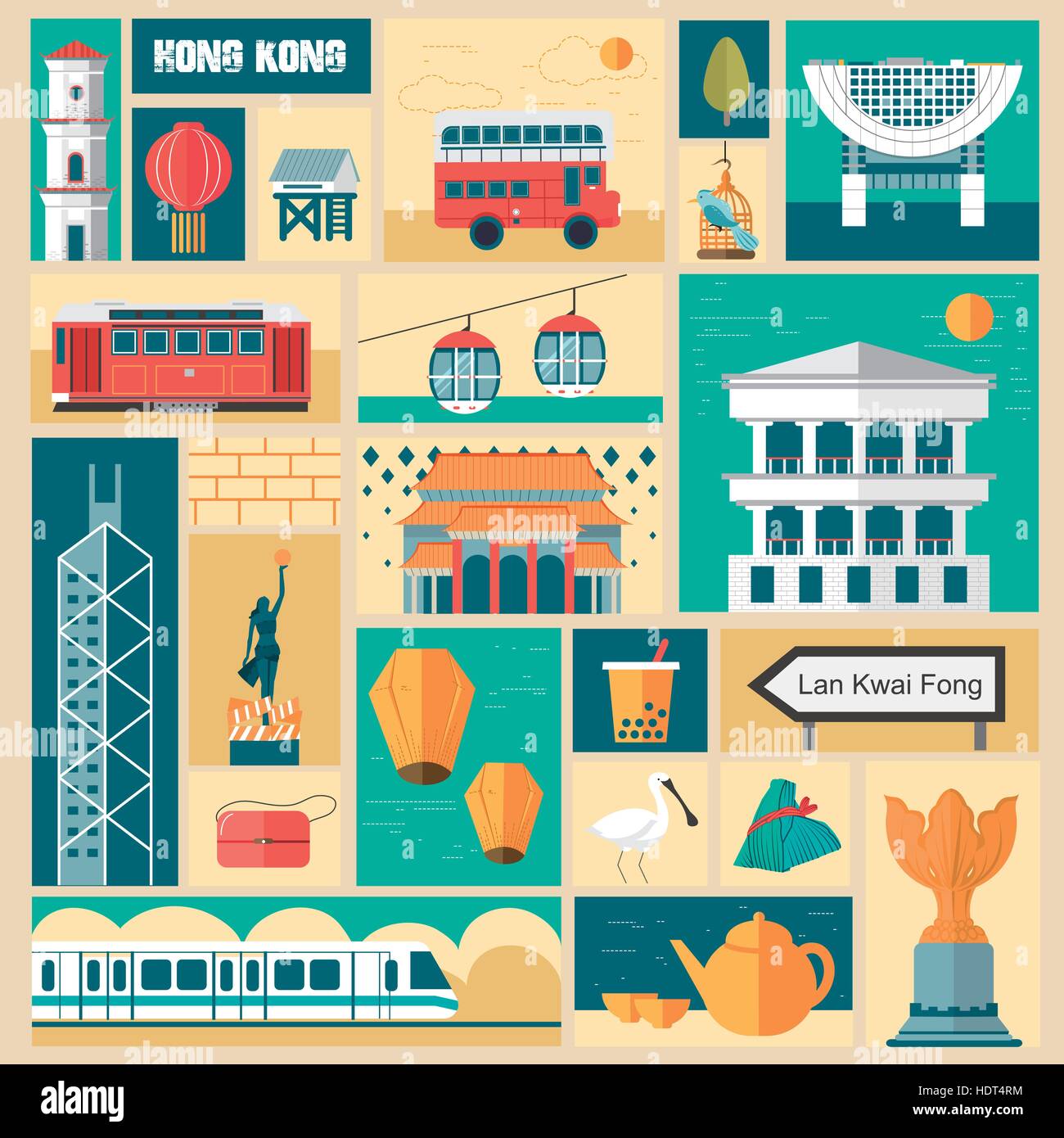 Hong kong attractions vector hi-res stock photography and images - Alamy