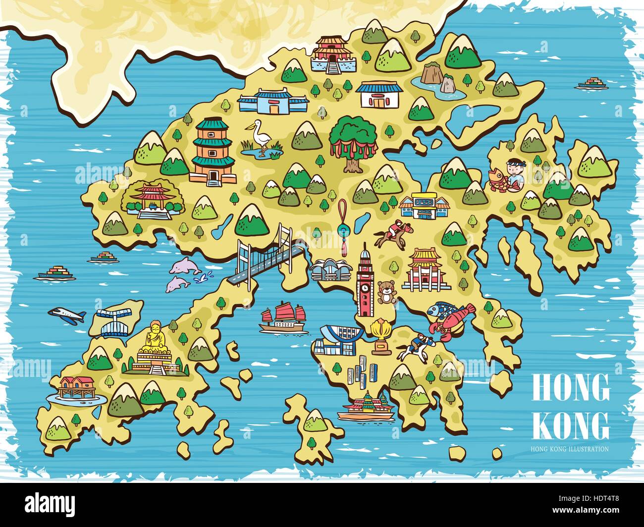 lovely hand drawn Hong Kong travel map Stock Vector Image & Art - Alamy