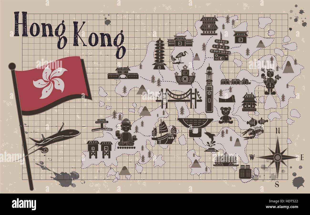 Hong kong flag on travel Stock Vector Images - Alamy