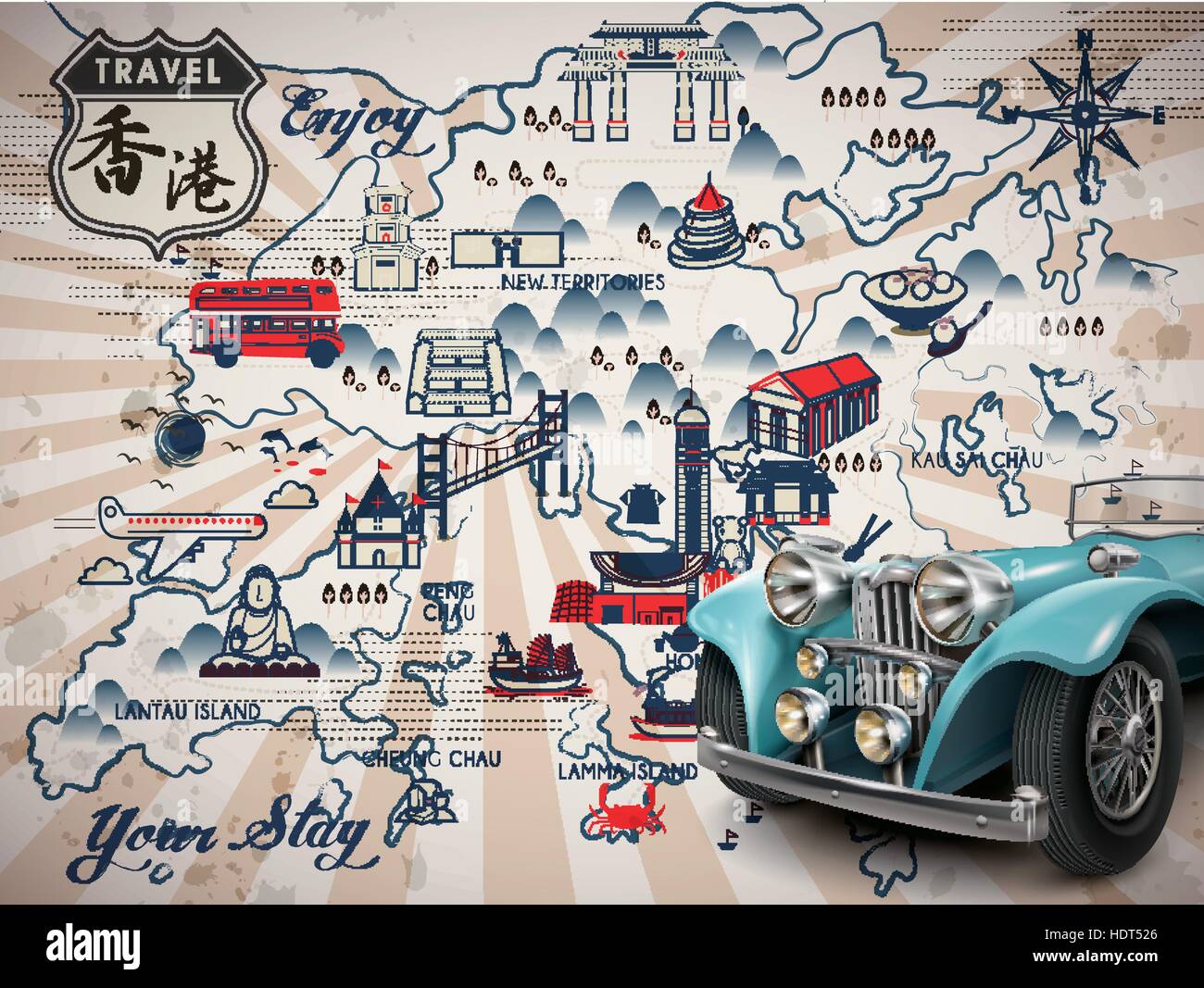 Trip in car travel on Stock Vector Images - Alamy